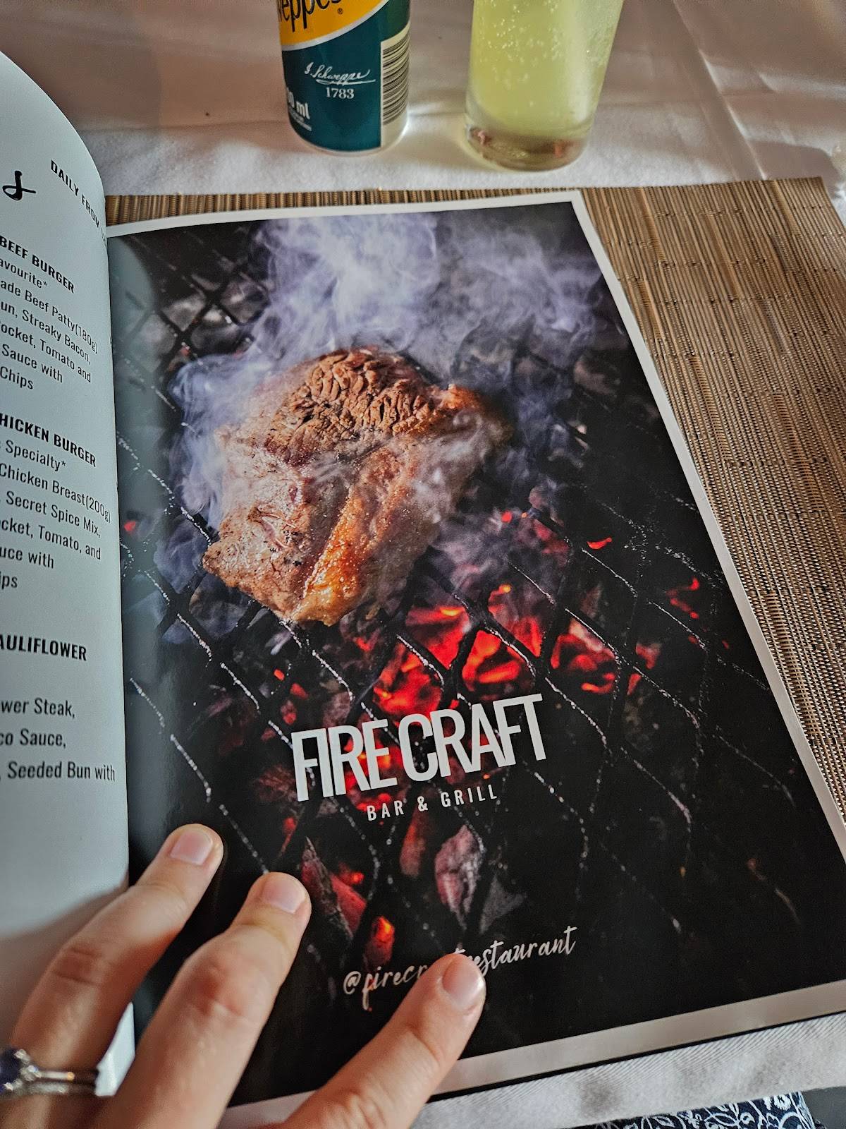 Menu at Fire Craft Restaurant, Cape Town