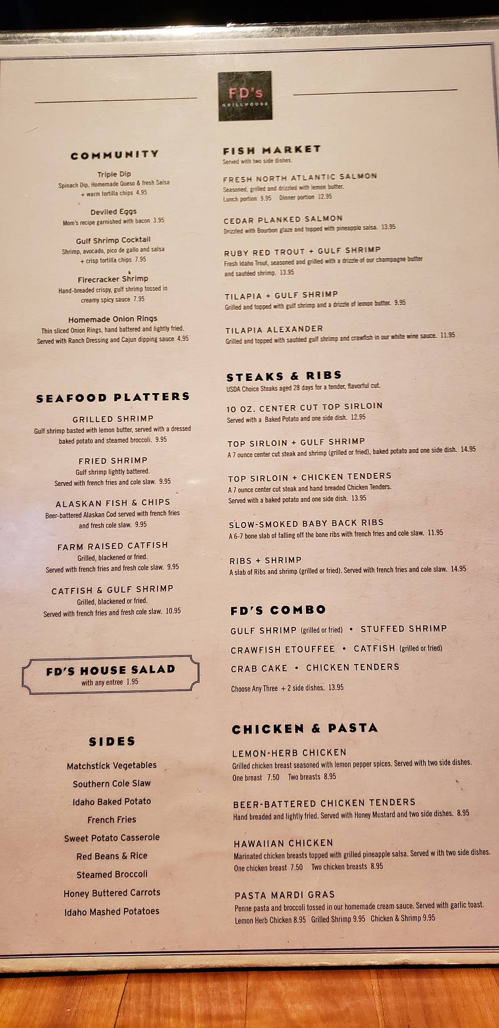 Menu at Fish Daddy's Grill House restaurant, Tulsa