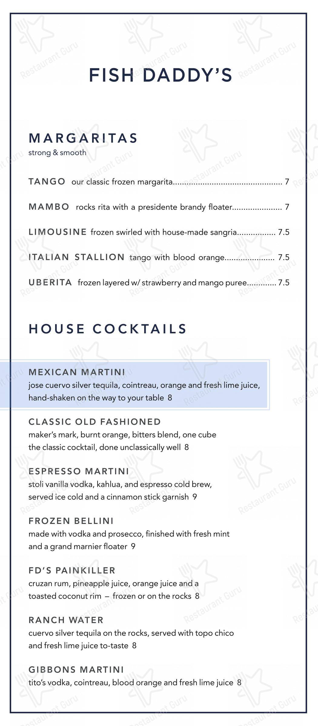 Menu at Fish Daddy's Grill House restaurant, Tulsa