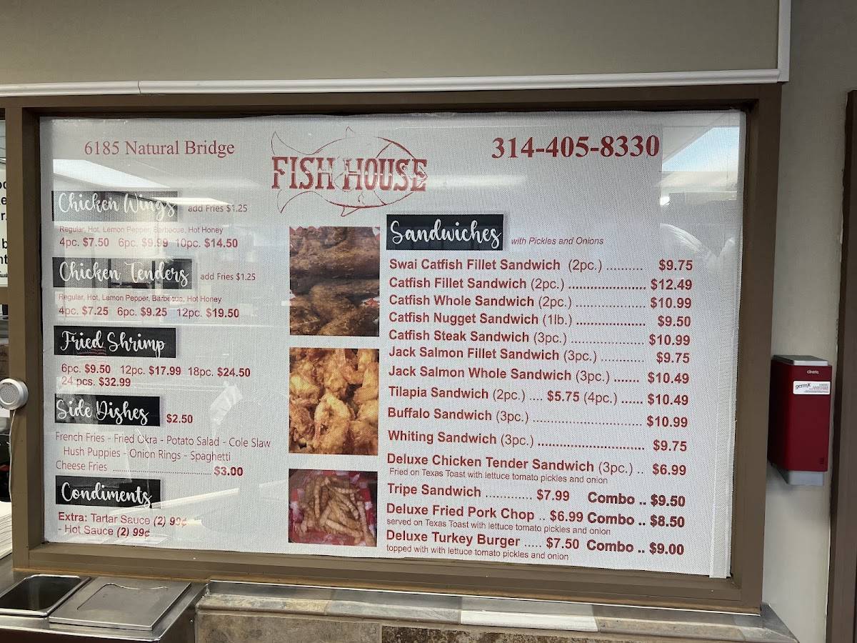 Menu at Fish House restaurant, St. Louis, Natural Bridge Ave