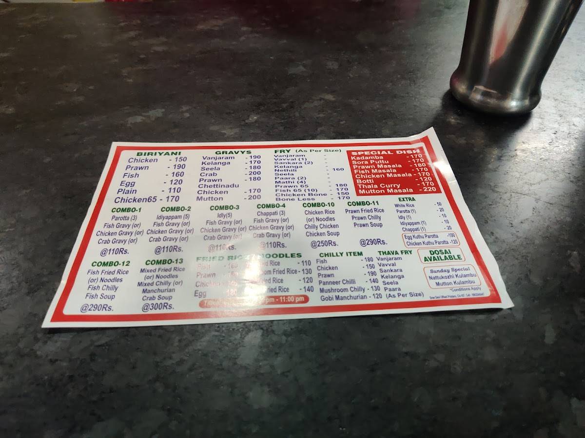 Menu at Fish n Joy, Chennai, 6th Main Rd