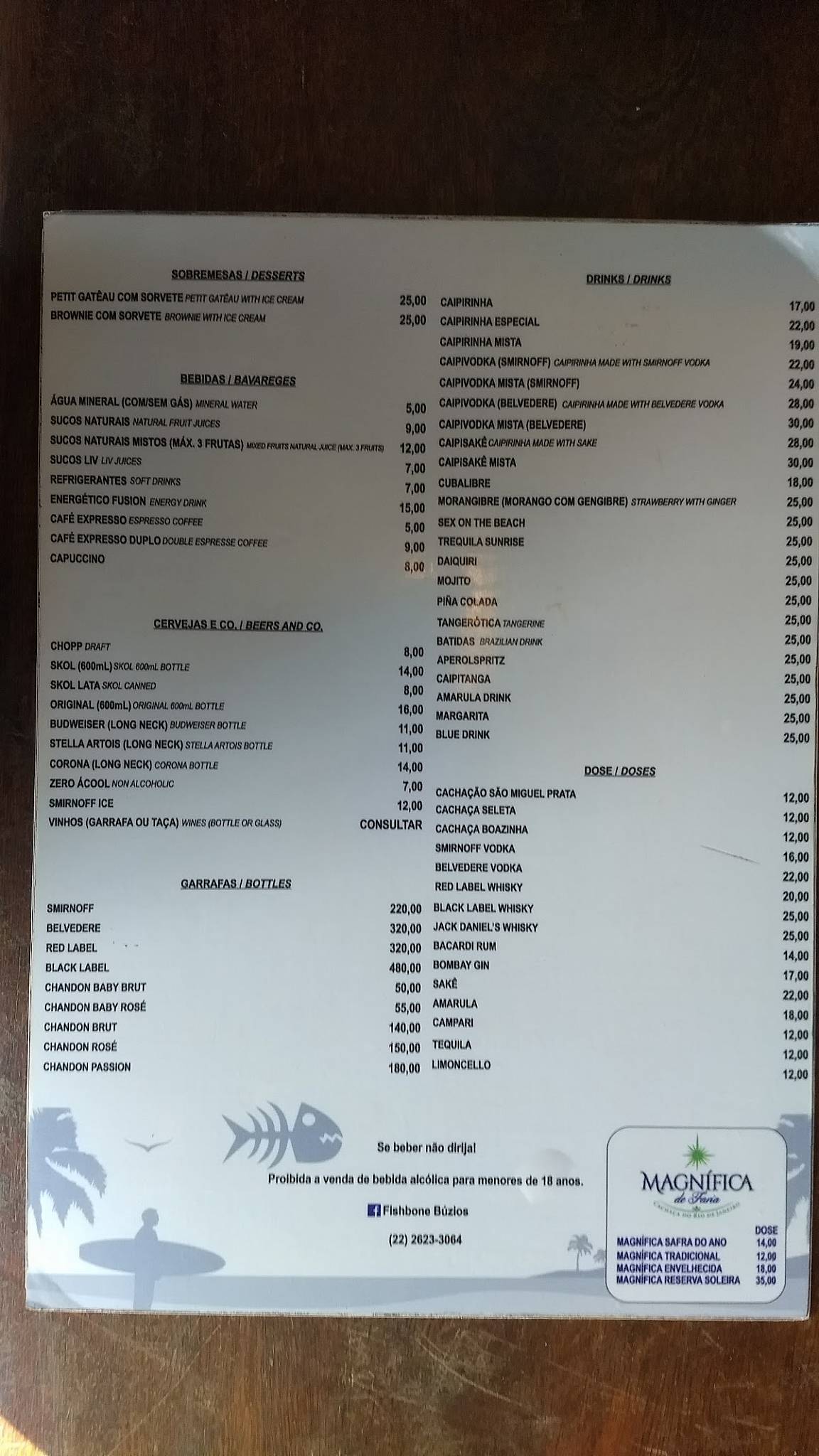 Menu em Fishbone Restaurante e Eventos, Armação dos Búzios, Rua Gerbert ...