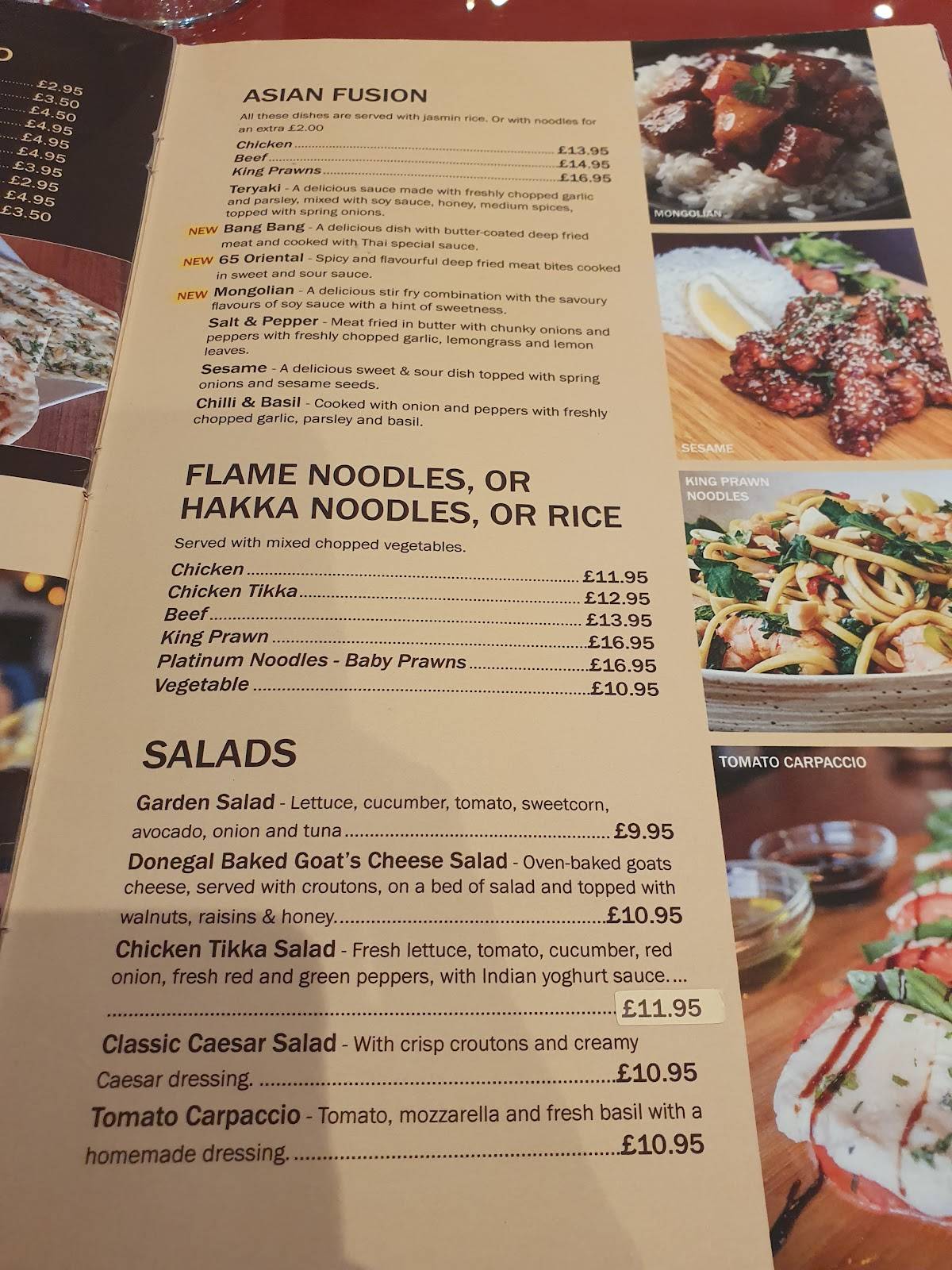 Menu at Flame Grill Tex-Mex Indian Restaurant, Gibraltar