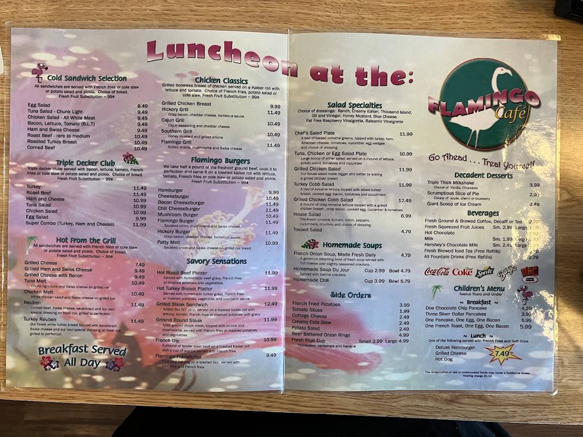 Menu at Flamingo Cafe, Palm Beach Gardens, PGA Boulevard