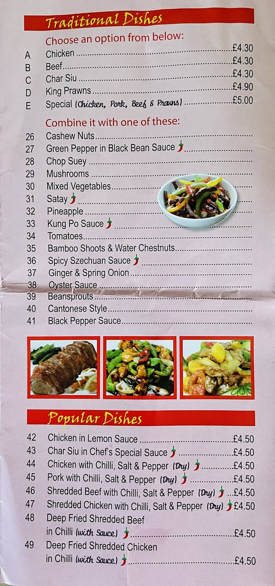 Menu at Sweet & Sour fast food, Fleetwood