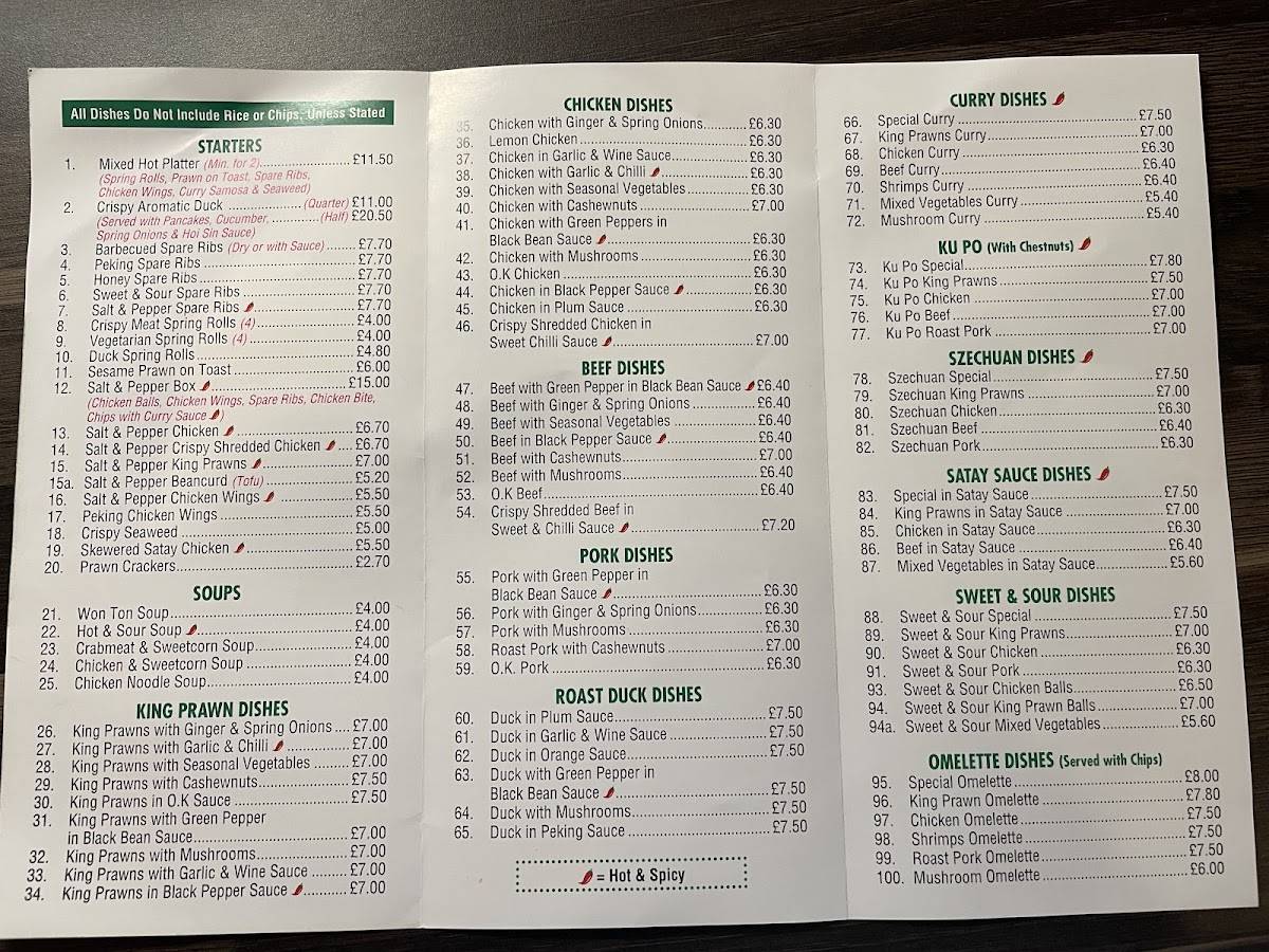 Menu at Flounders fast food, Grange-over-Sands