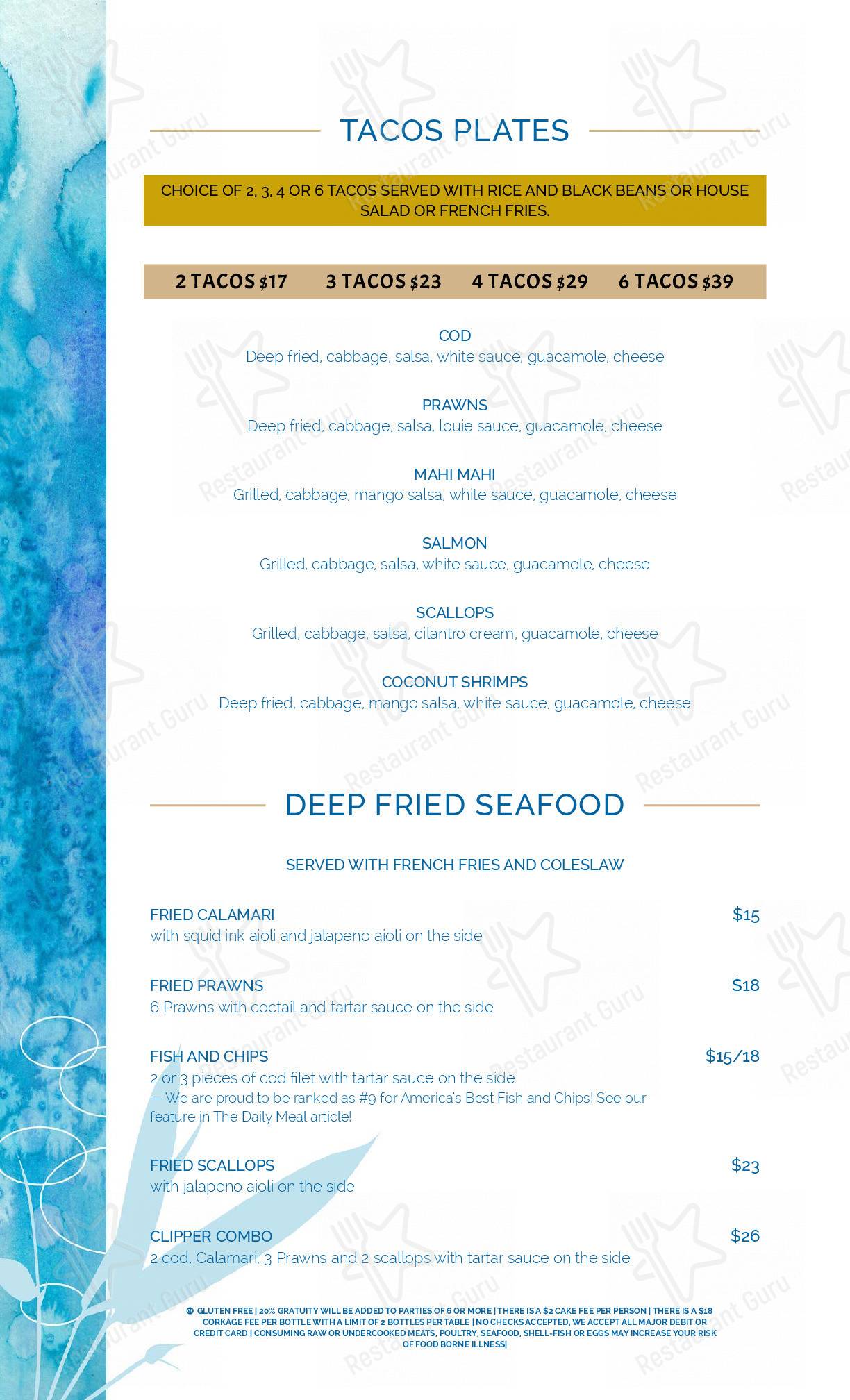Menu at Flying Fish & Grill restaurant, Half Moon Bay