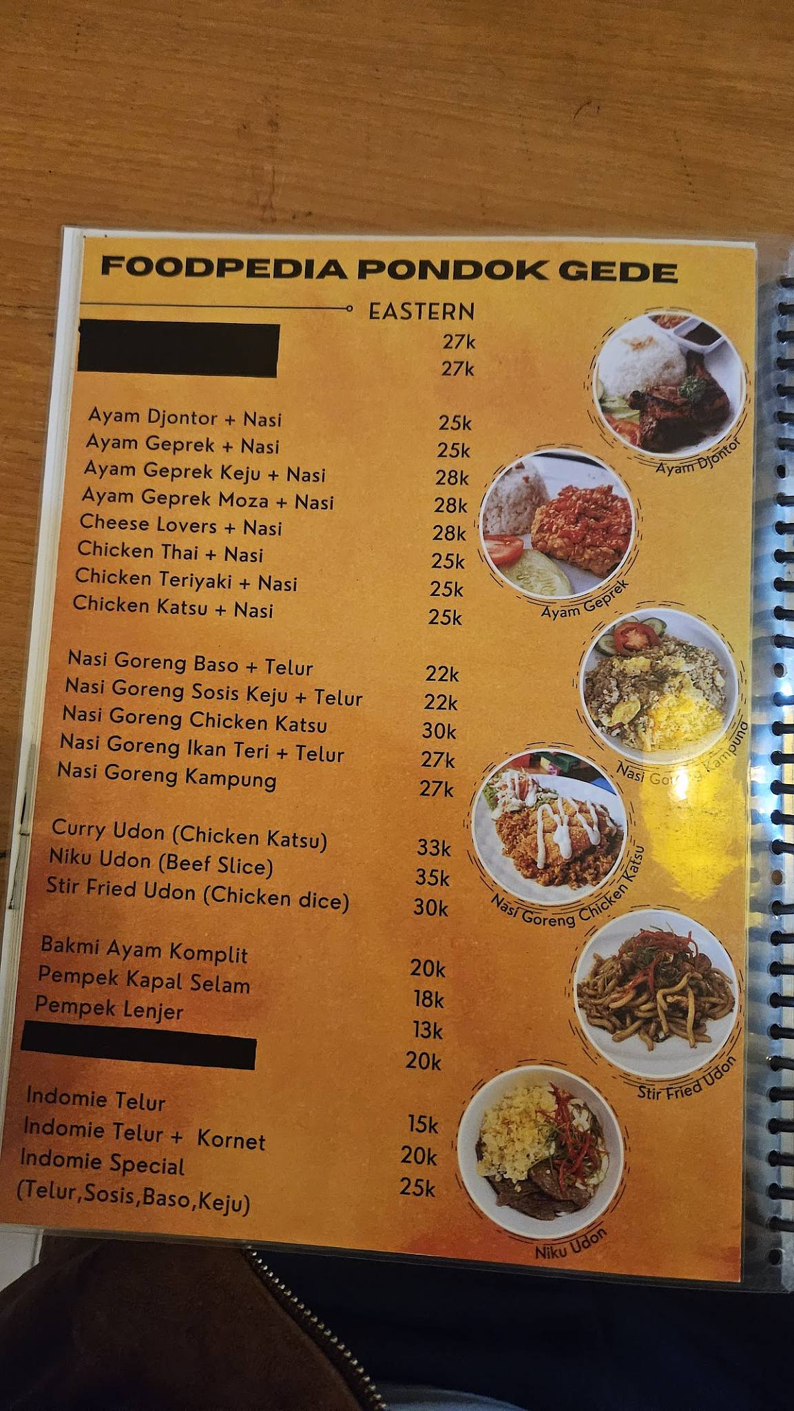 Menu at Foodpedia Pondok Gede restaurant, East Jakarta