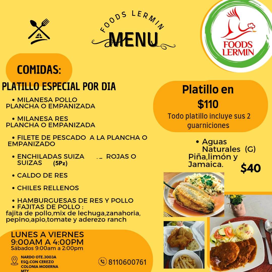 Carta del restaurante Foods Lermin, Monterrey