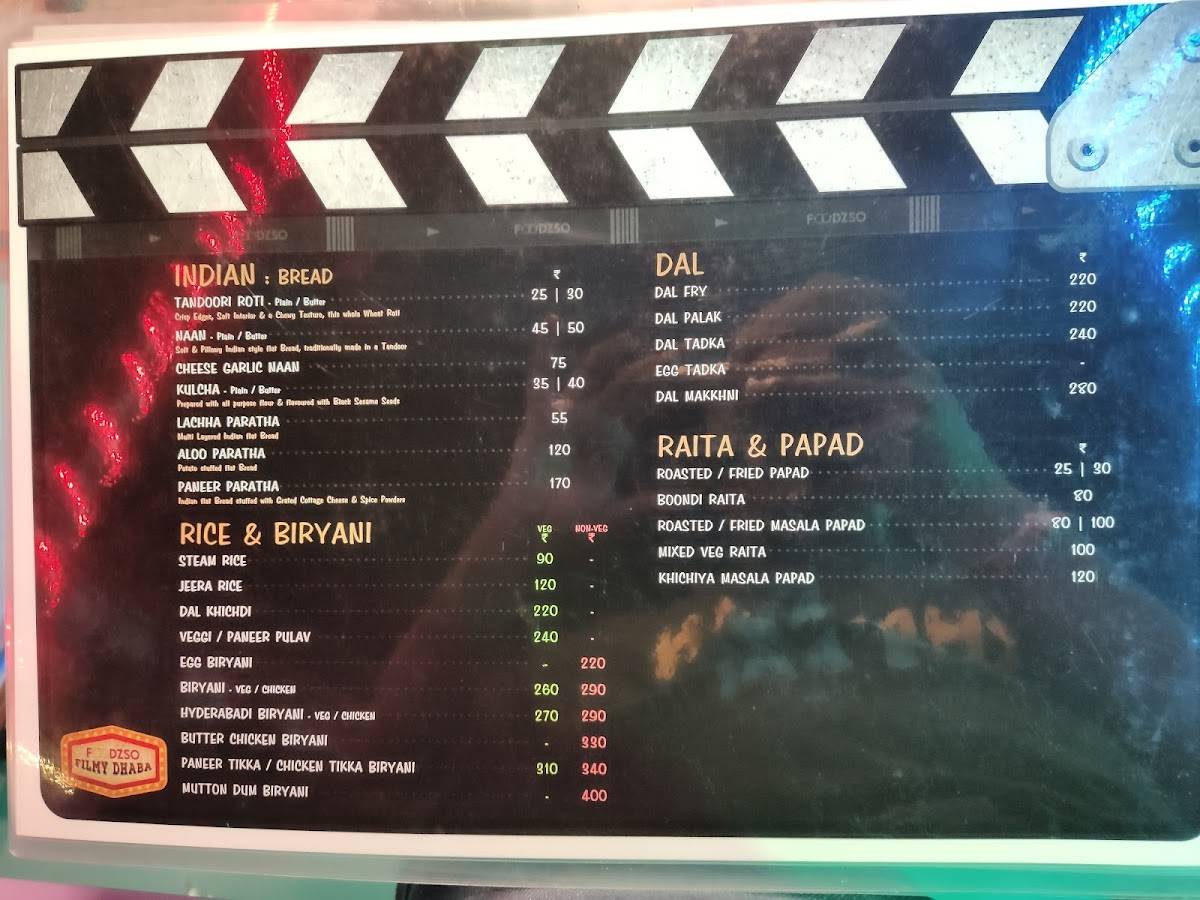 Menu at Foodzso Filmy Dhaba, Virar