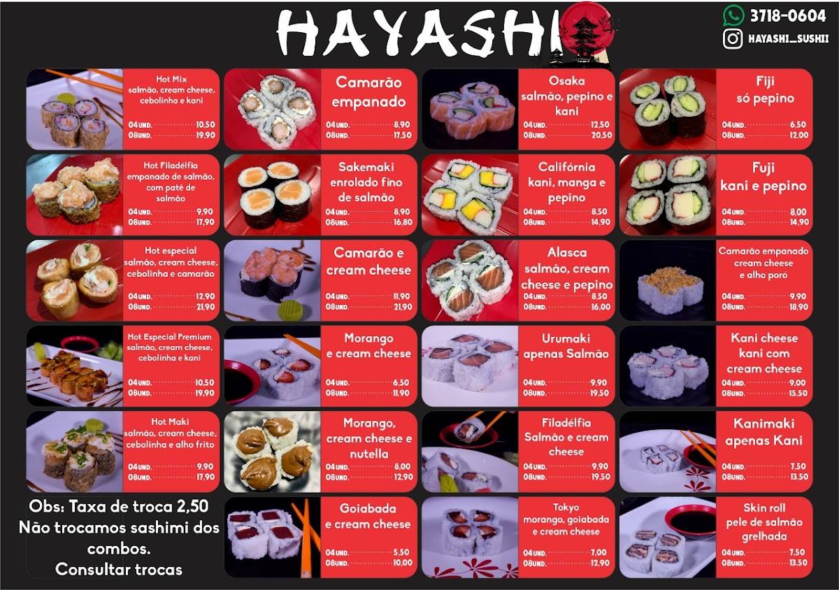 Carta del restaurante Hayashi Sushi, Formosa