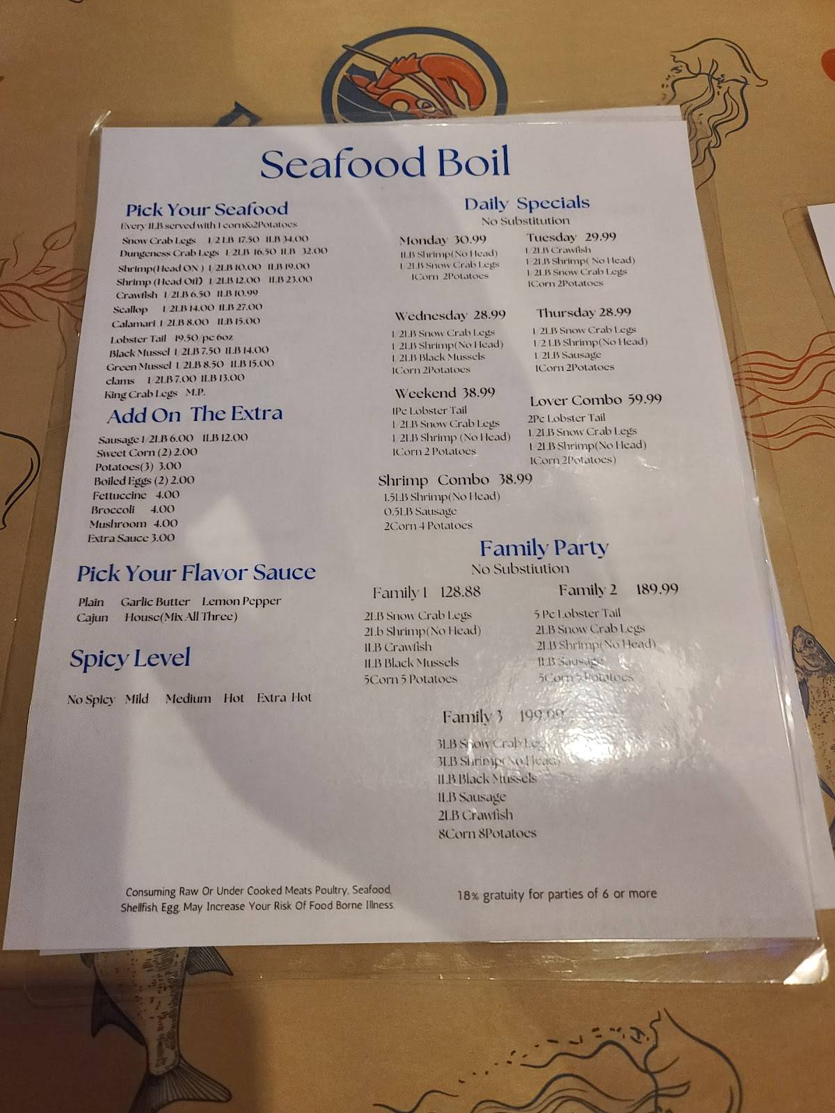 Menu at Cajun Bay Seafood & Bar, Forney
