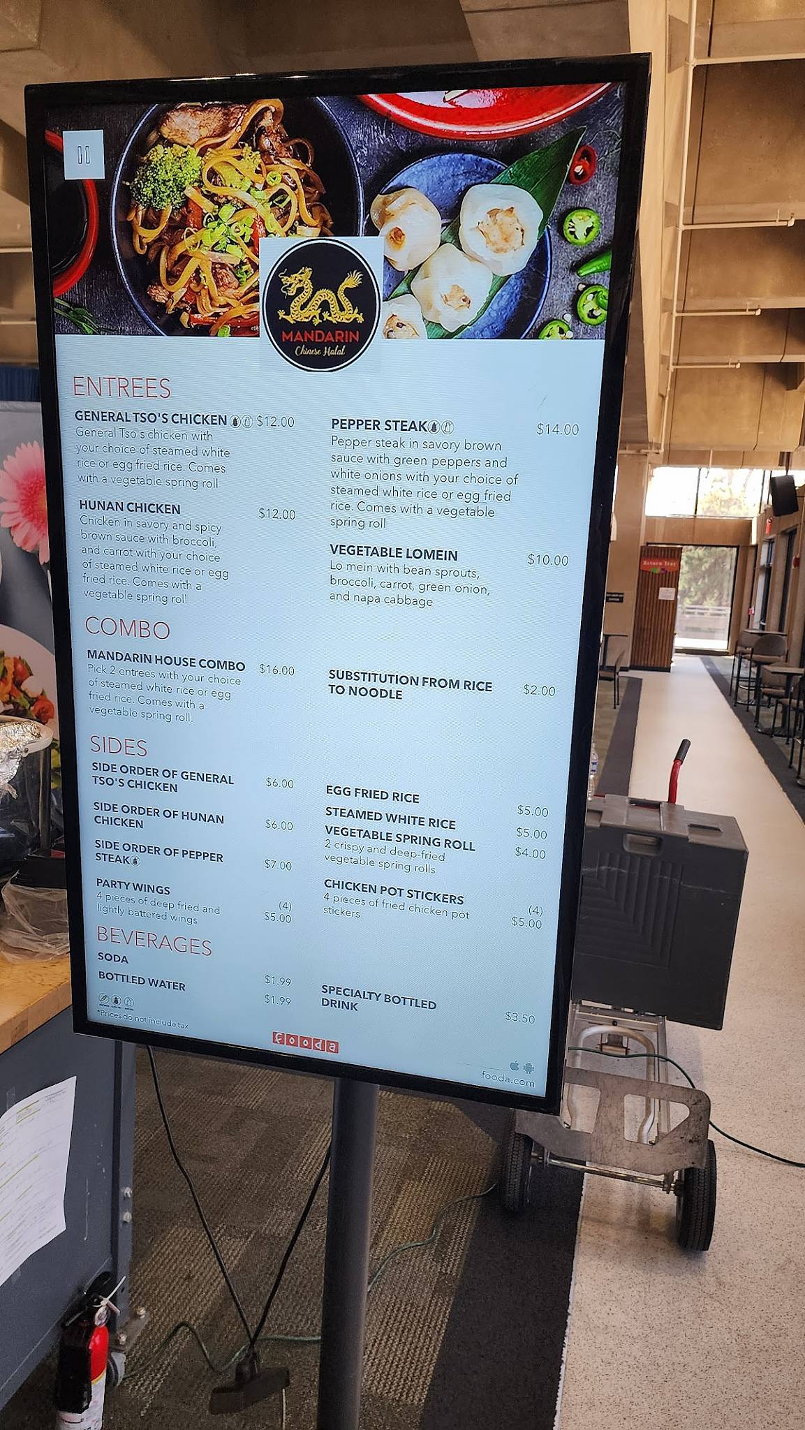 Menu at Forrestal cafeteria, Washington