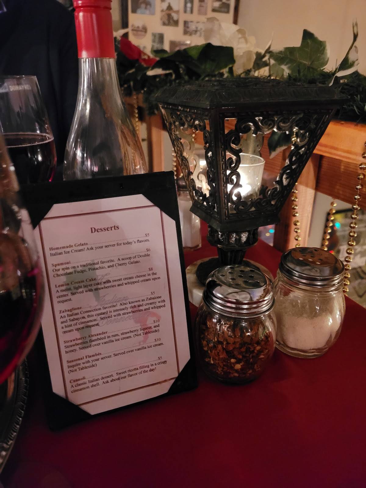 Menu at The Italian Connection restaurant, Fort Wayne