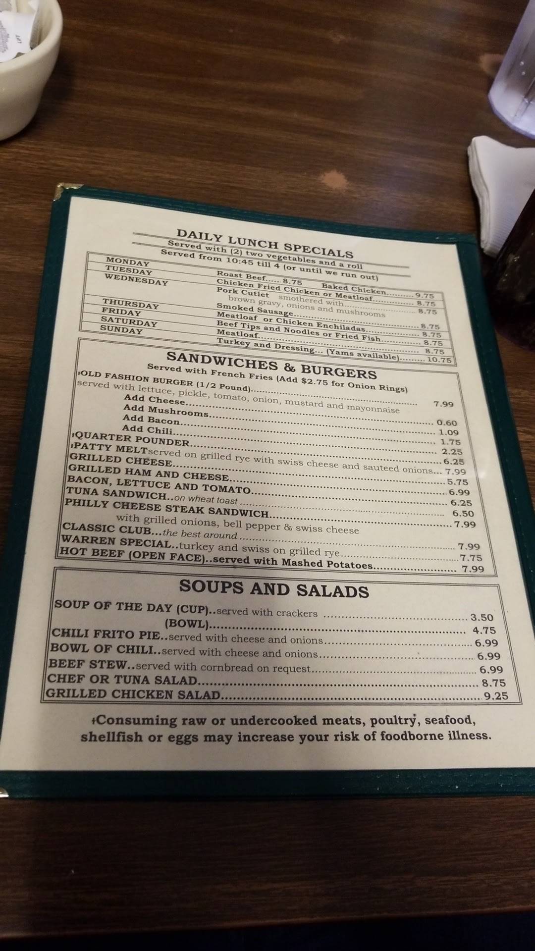 Menu at West Side Cafe, Fort Worth