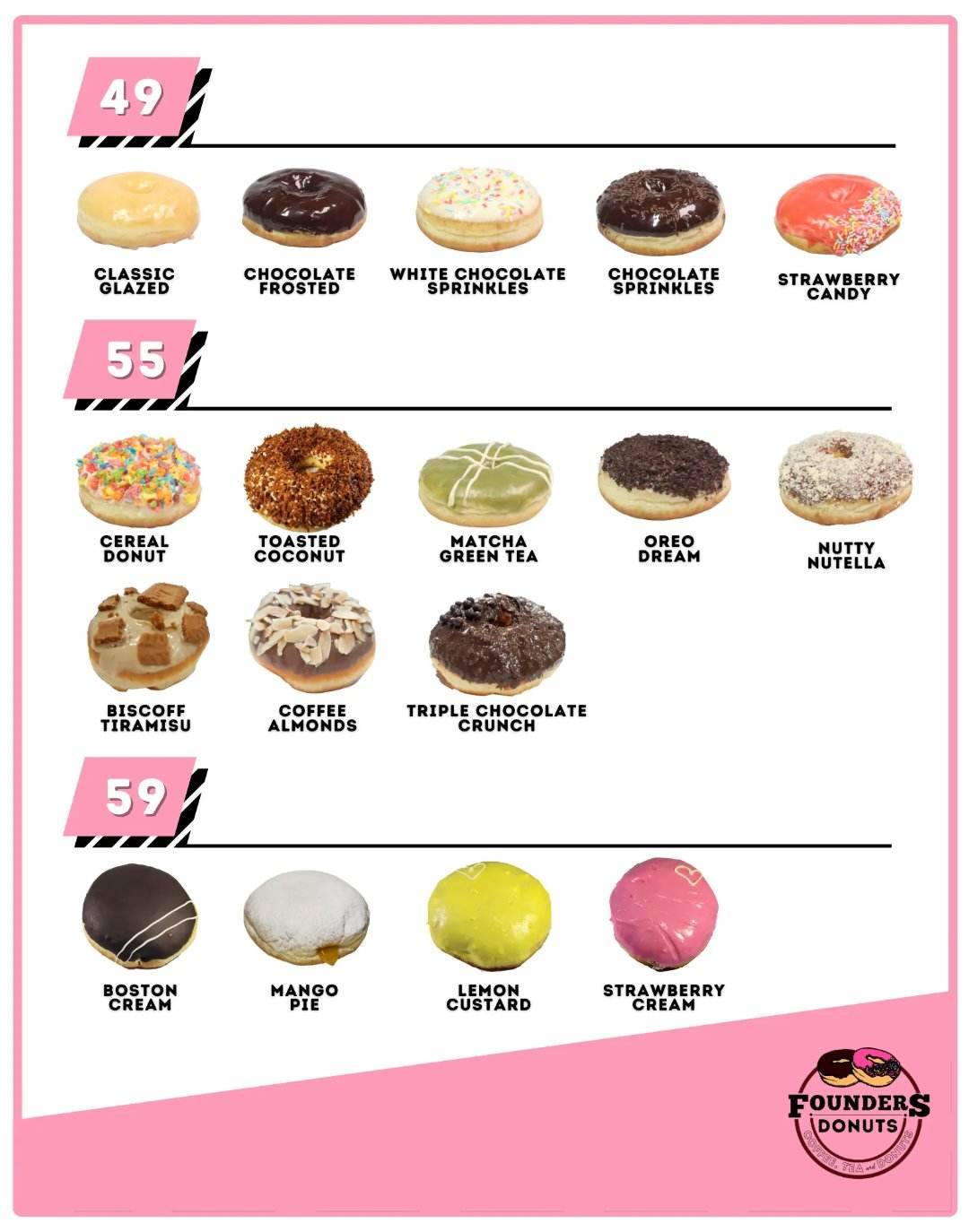 Menu at Founders Donuts cafe, Makati