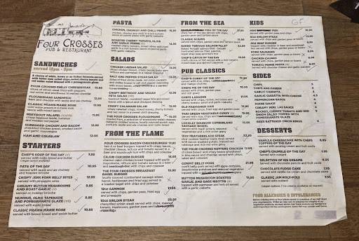 Menu at Four Crosses, Porthaethwy pub & bar, Menai Bridge, Pentraeth Rd