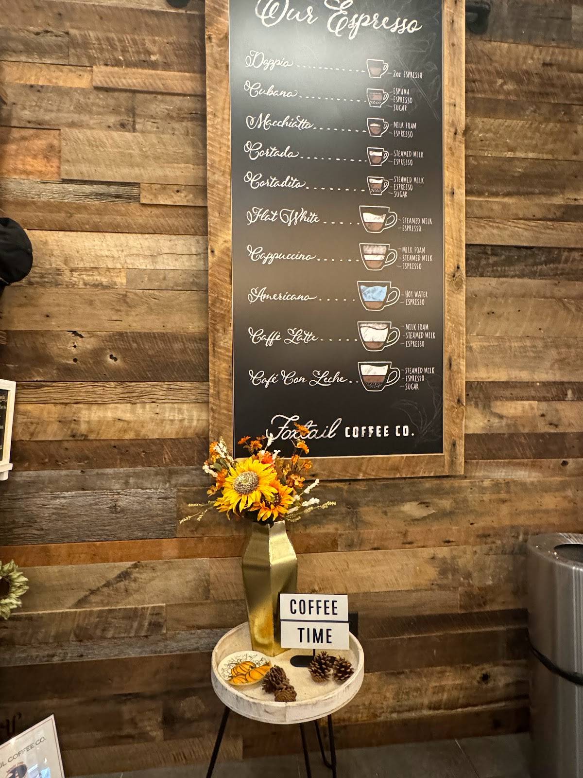 Menu at Foxtail Coffee Co - Downtown Mount Dora restaurant, Mount Dora