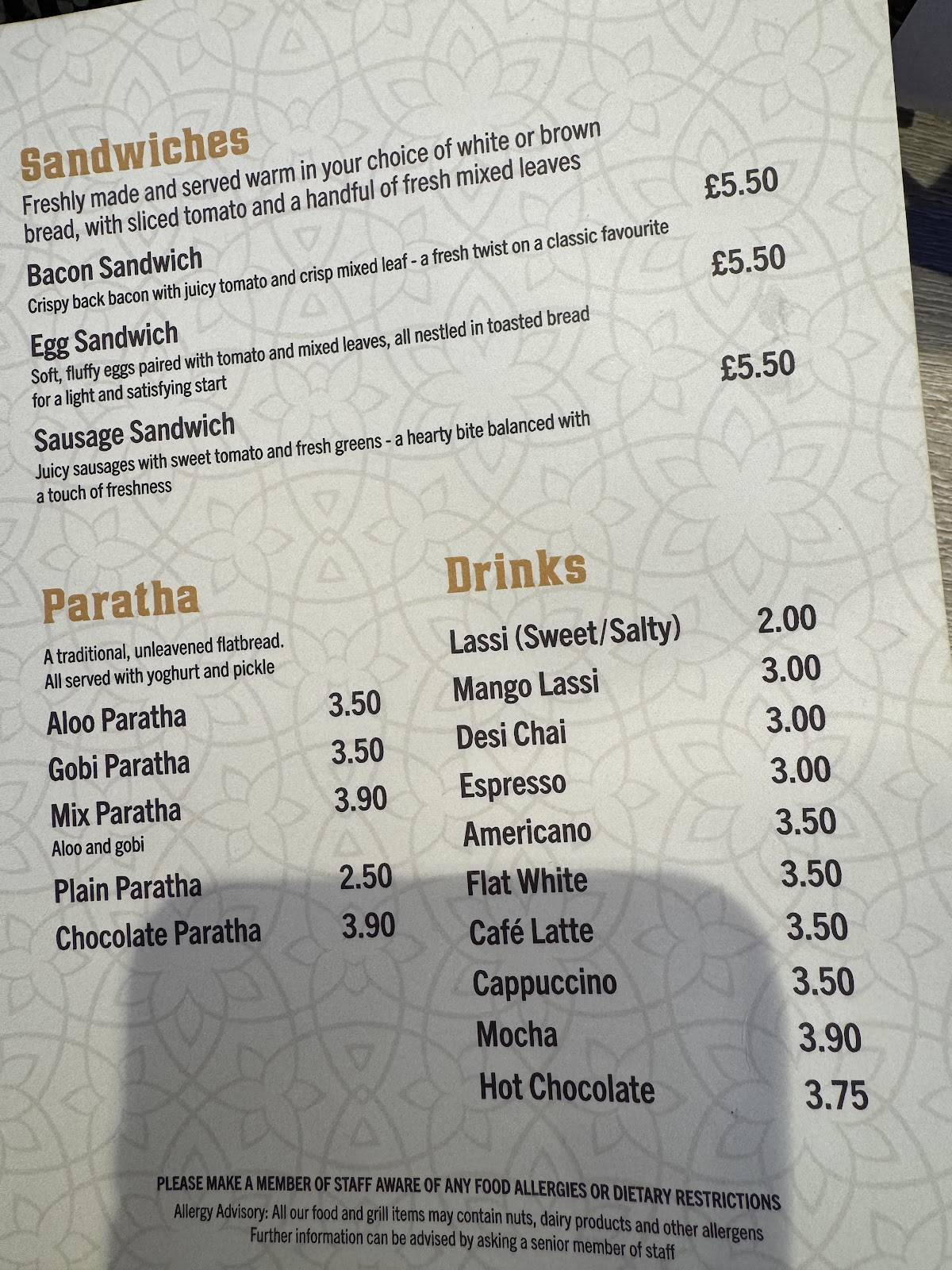 Menu at Fradley Arms pub & bar, Lichfield