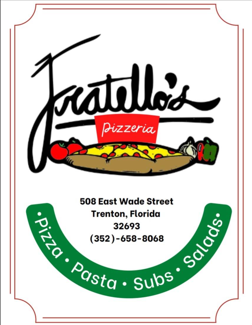 Menu at Fratello's Pizza restaurant, Trenton