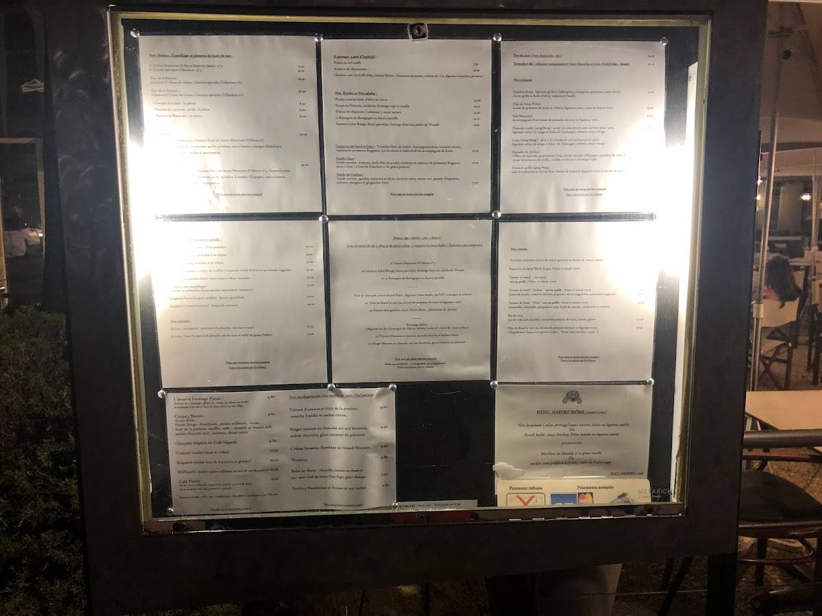 Menu at Le Cesar restaurant, Fréjus