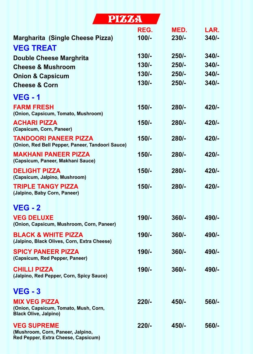 Menu at Fresh bite cafe, Nilokheri