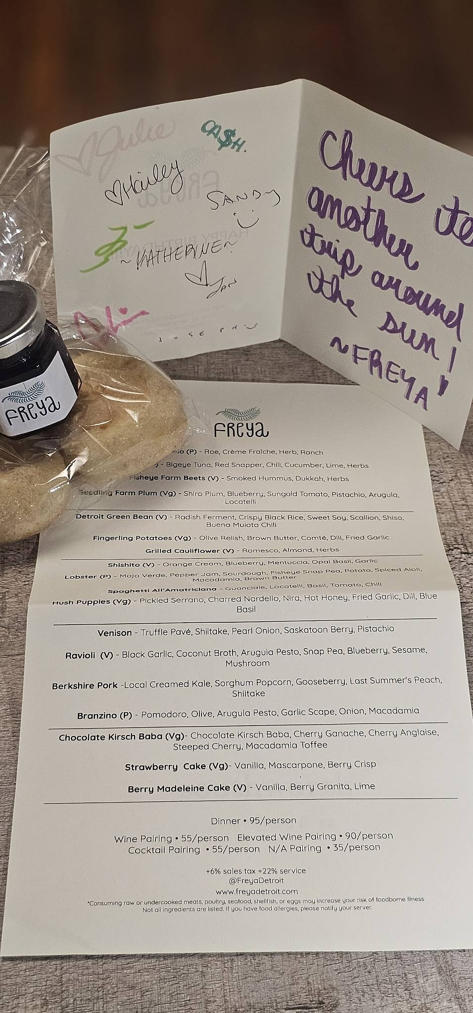 Menu at Freya restaurant, Detroit