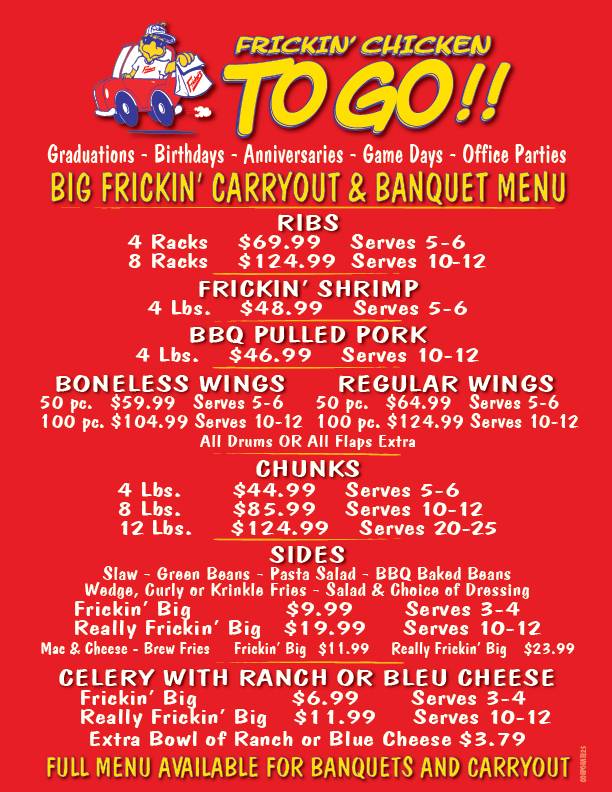 Menu at Fricker's North College Hill restaurant, North College Hill ...