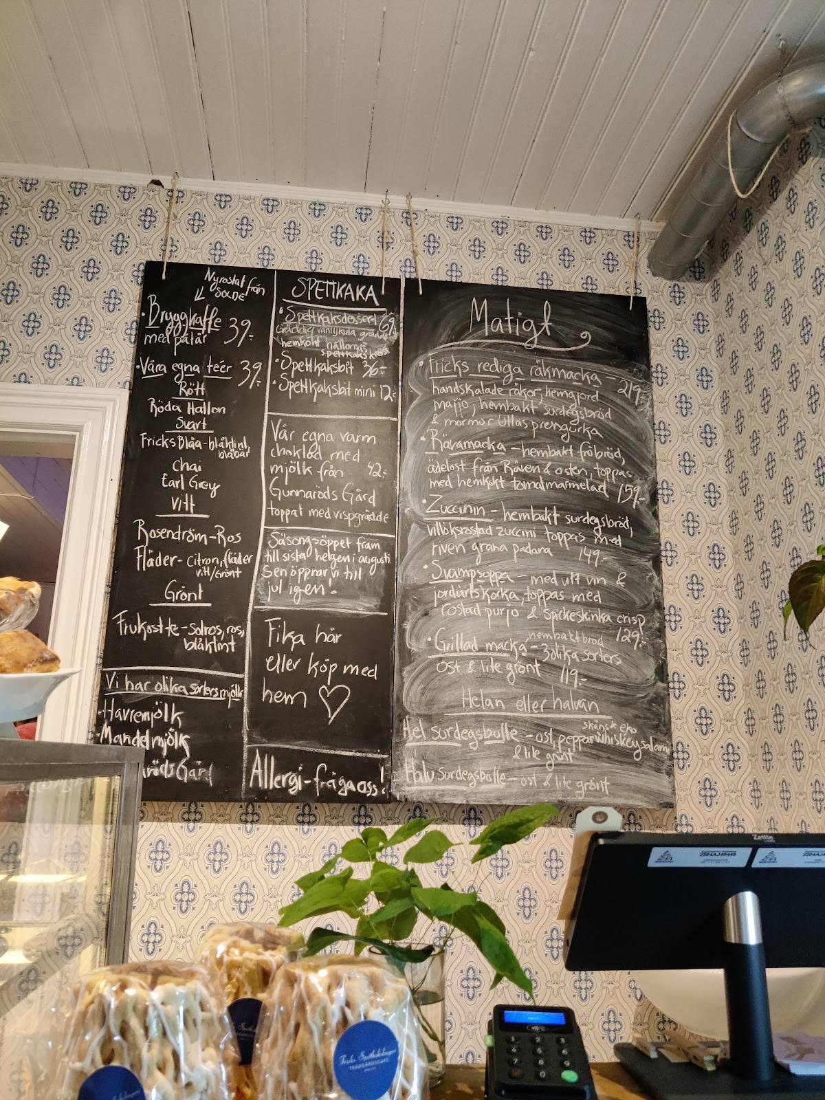 Menu at Fricks Spettkaksbageri & Trädgårdscafé cafe, Billinge