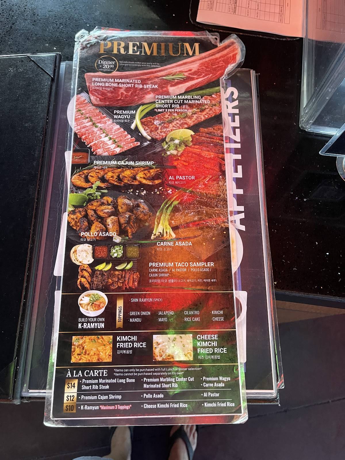 Menu at Gen Korean BBQ House, Frisco