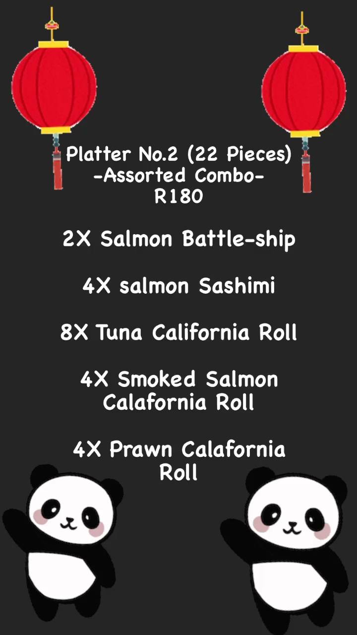 Menu at Funky Panda Chinese Food & Sushi Bar, Pretoria