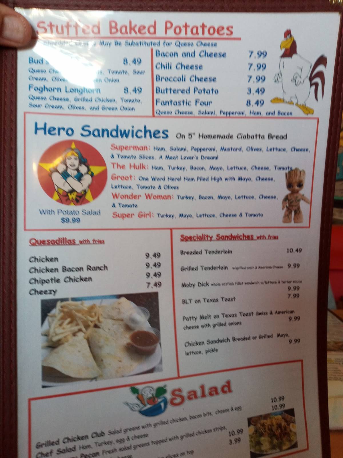 Menu at Funny Pages Cafe, Moberly, N Morley St