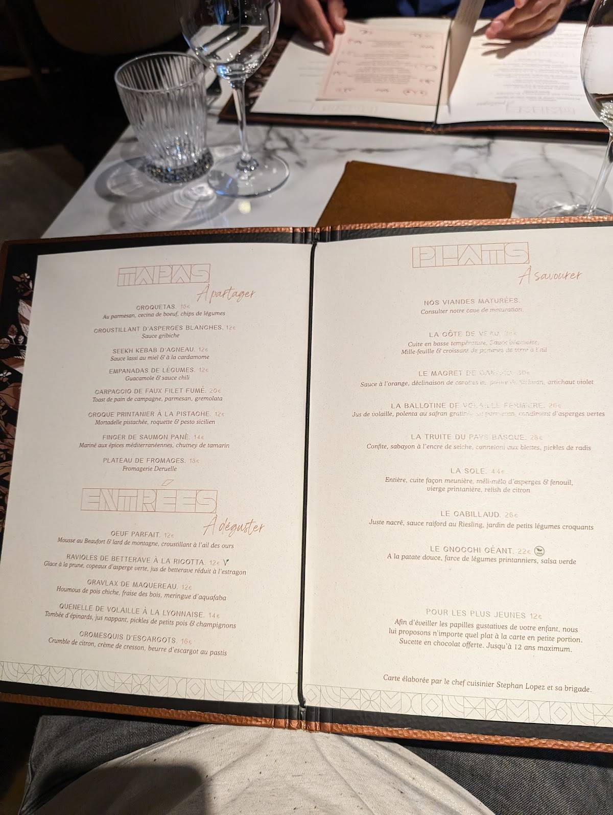 Carta de GANACHE LE RESTAURANT, Burdeos