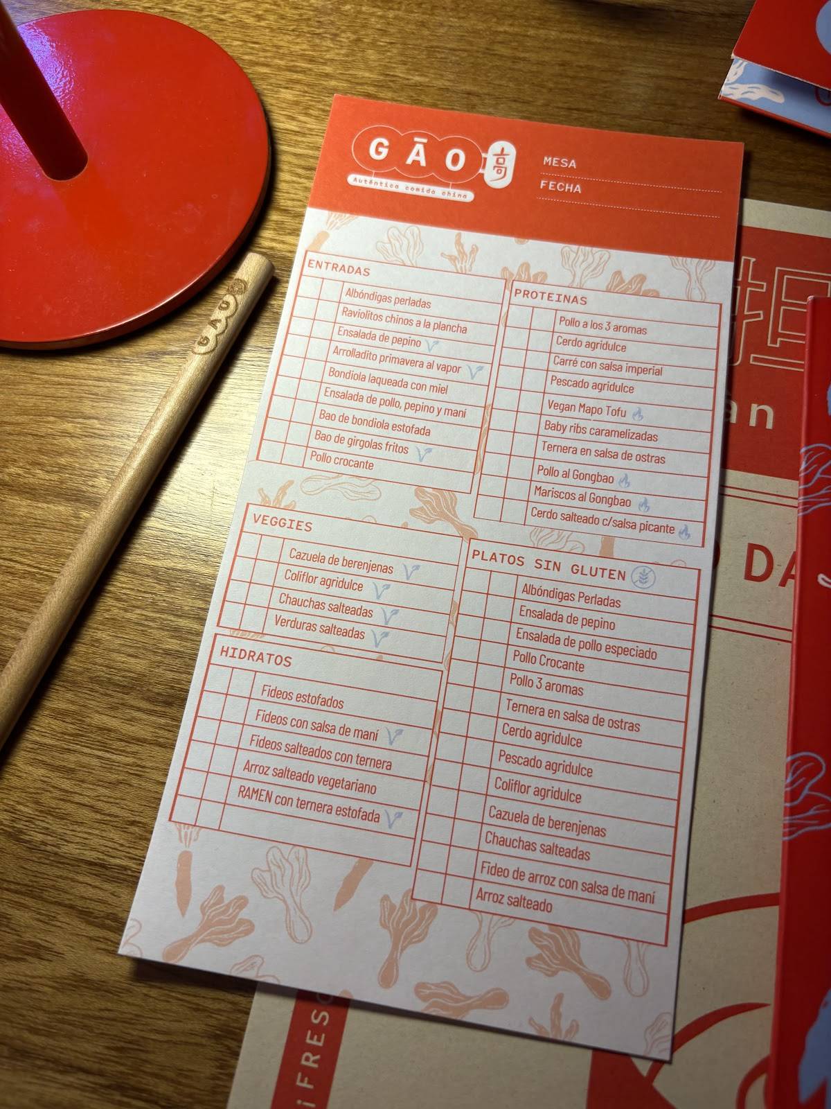 Carta del restaurante GĀO, Buenos Aires