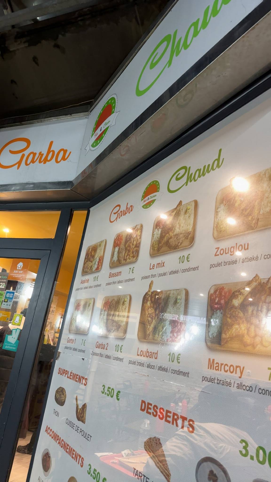 Menu au GARBA CHAUD Courneuve restaurant, La Courneuve
