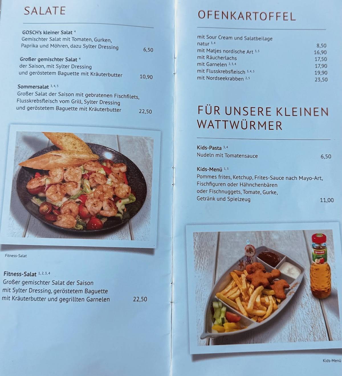 Speisekarte von GOSCH Cuxhaven restaurant, Cuxhaven