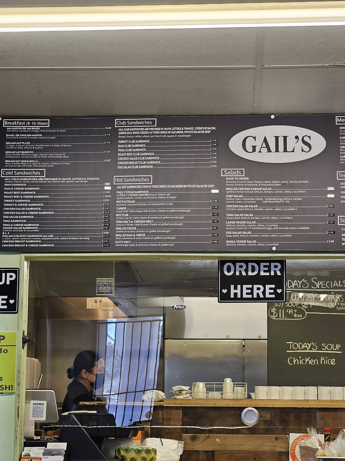Menu at Gail's Grand Avenue Lunch Co restaurant, Santa Ana