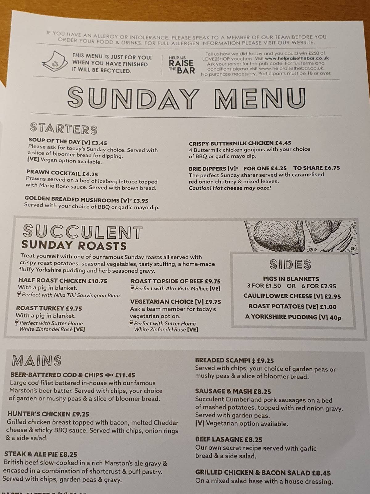 Menu at Lincolnshire Otter pub & bar, Gainsborough, Somerby Way