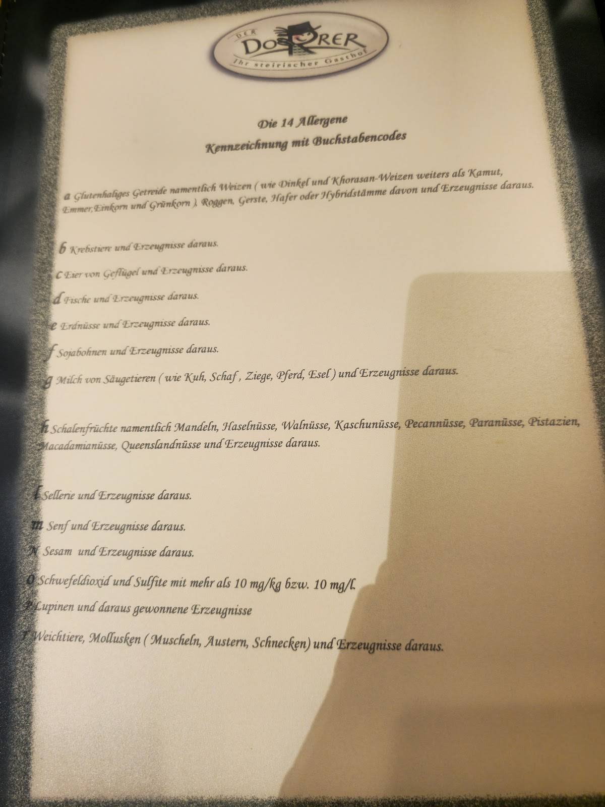 Speisekarte von Gasthof Dorrer restaurant, Graz