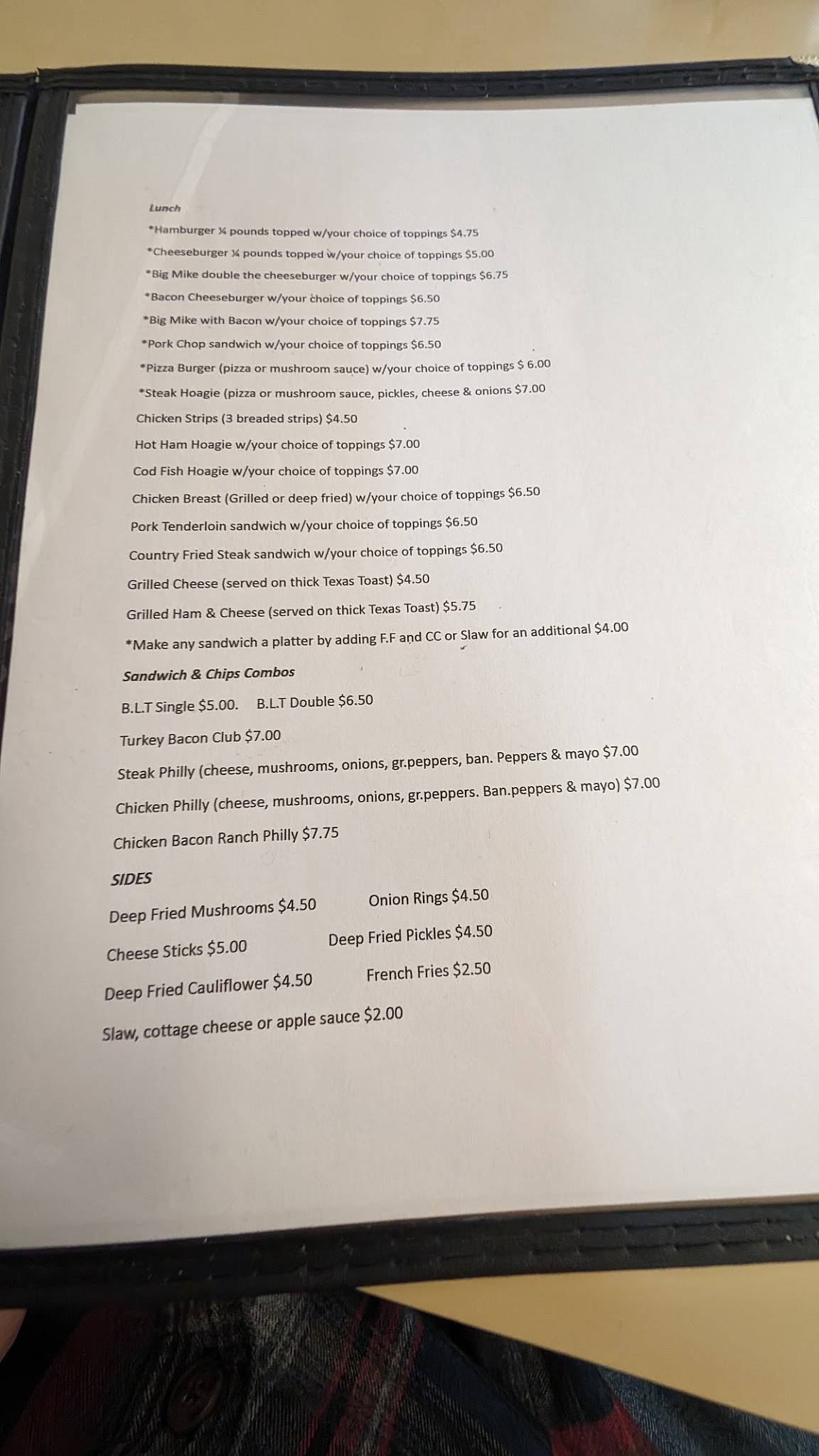 Menu at Gathering Place restaurant, Newtonsville
