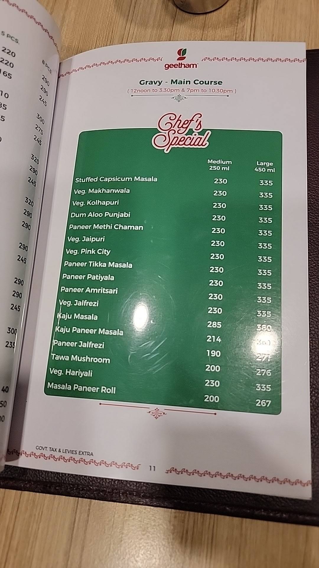 Menu at Geetham Veg Restaurant Navalur, Chennai