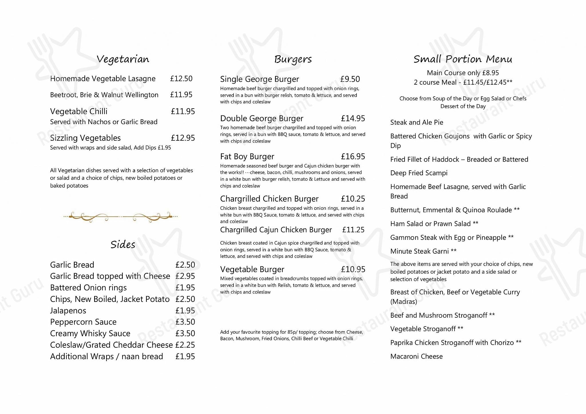 Menu at The George Hotel restaurant, Montrose