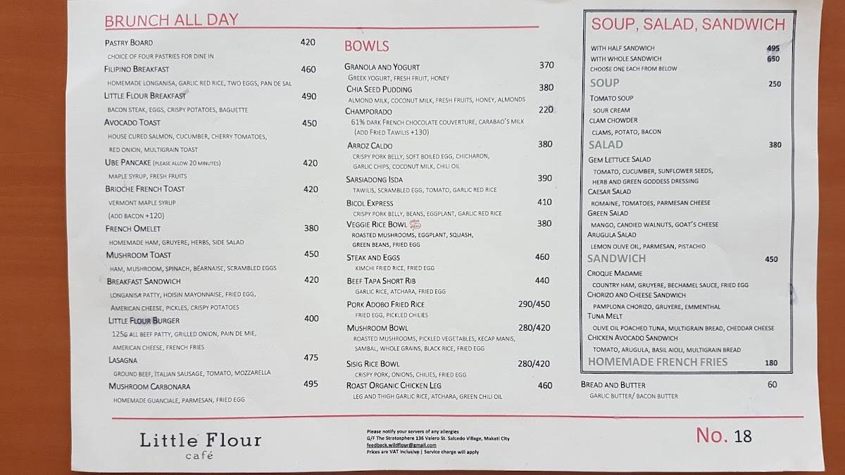 Menu at George and Onnie's - Salcedo Village cafe, Makati, Salcedo Village