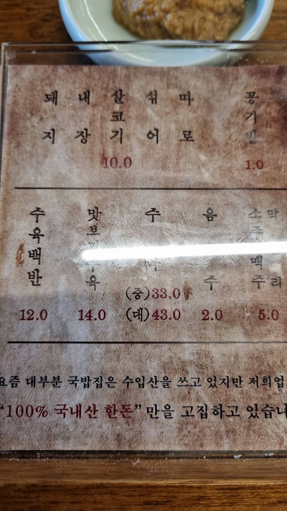 Carta del restaurante Geukdong Doeji Gukbap, Busan