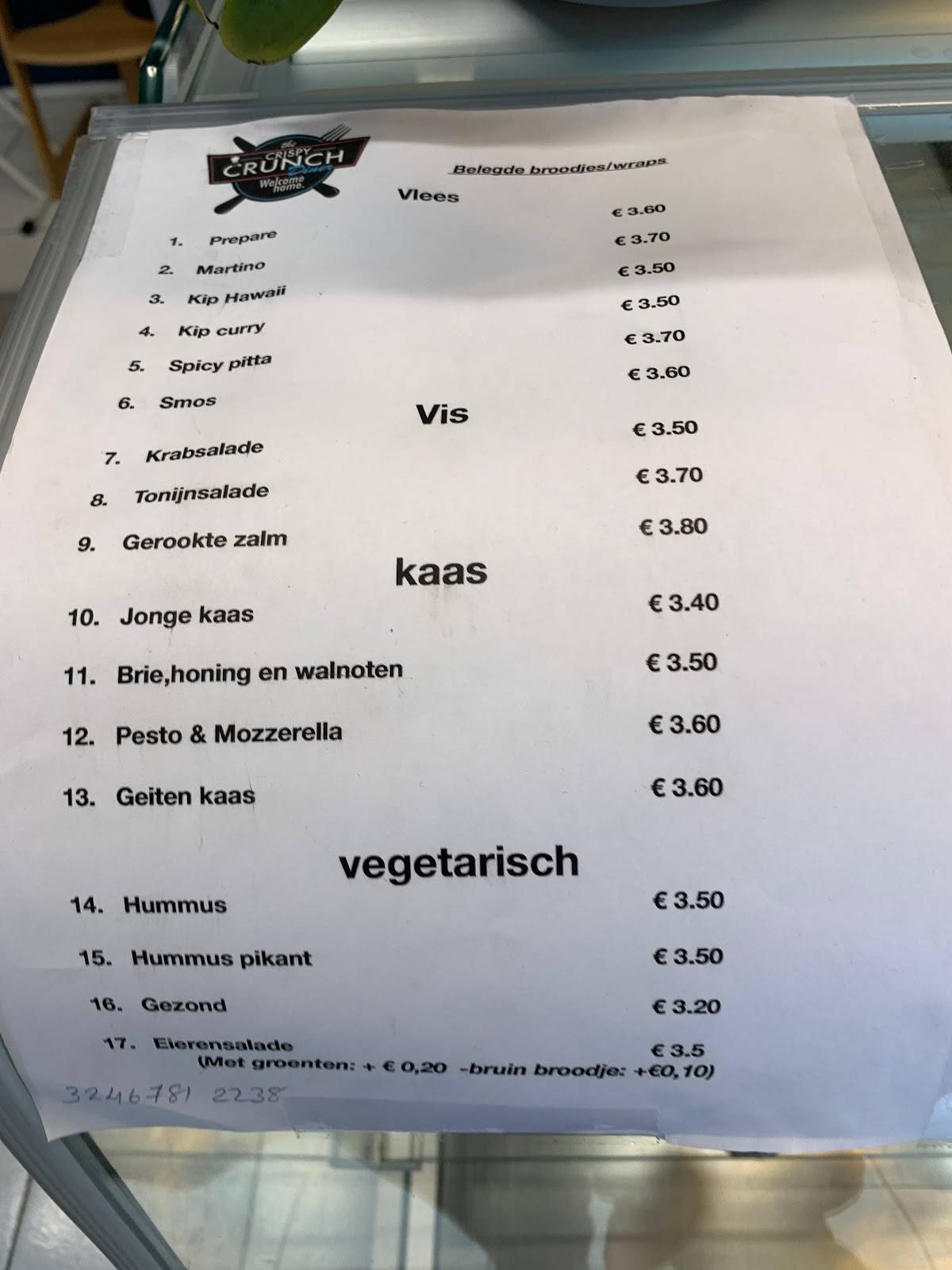 Menu at The Crispy Crunch, Ghent