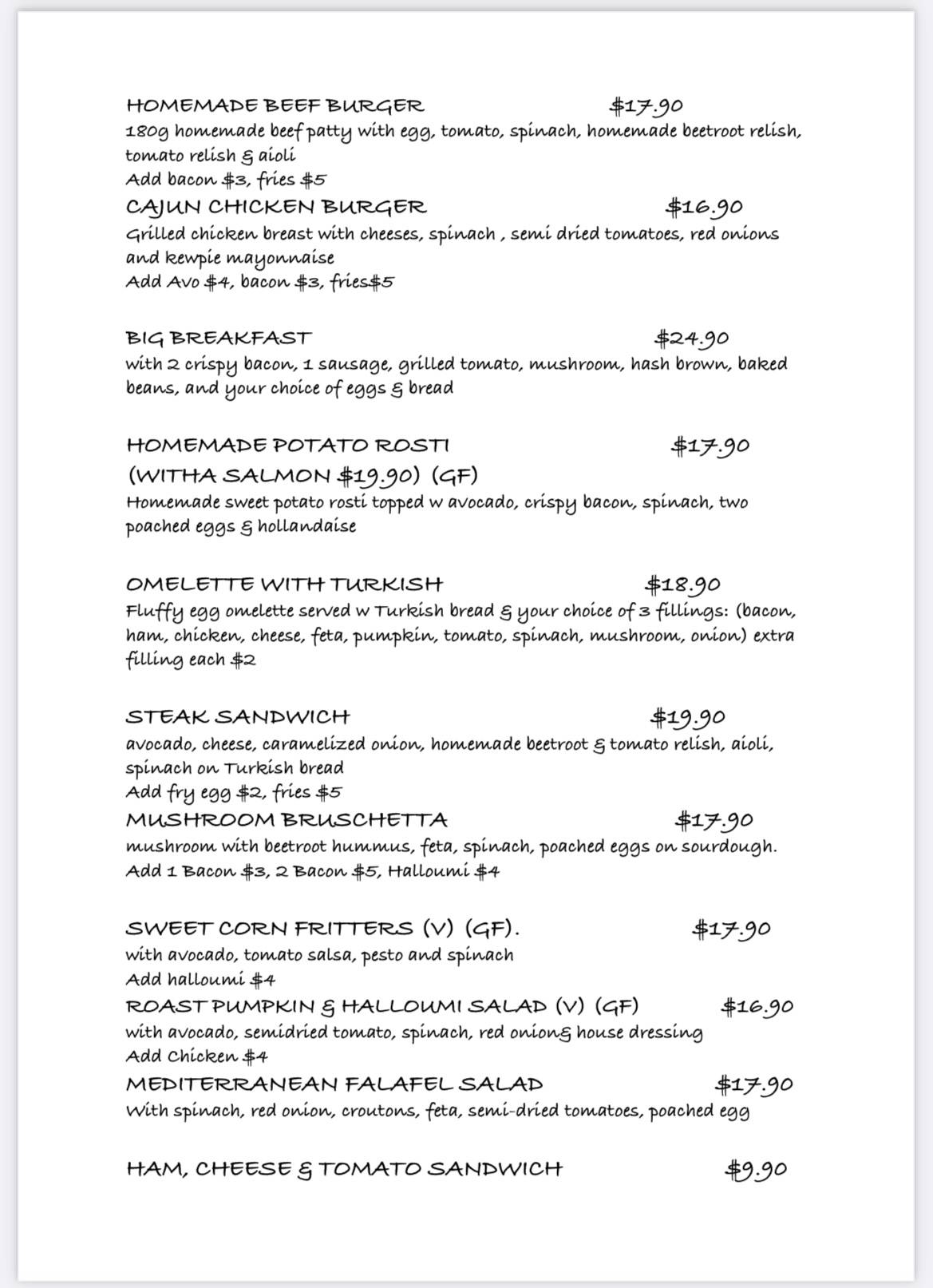 Menu at Ginger Root Cafe, Tweed Heads South, Shop126