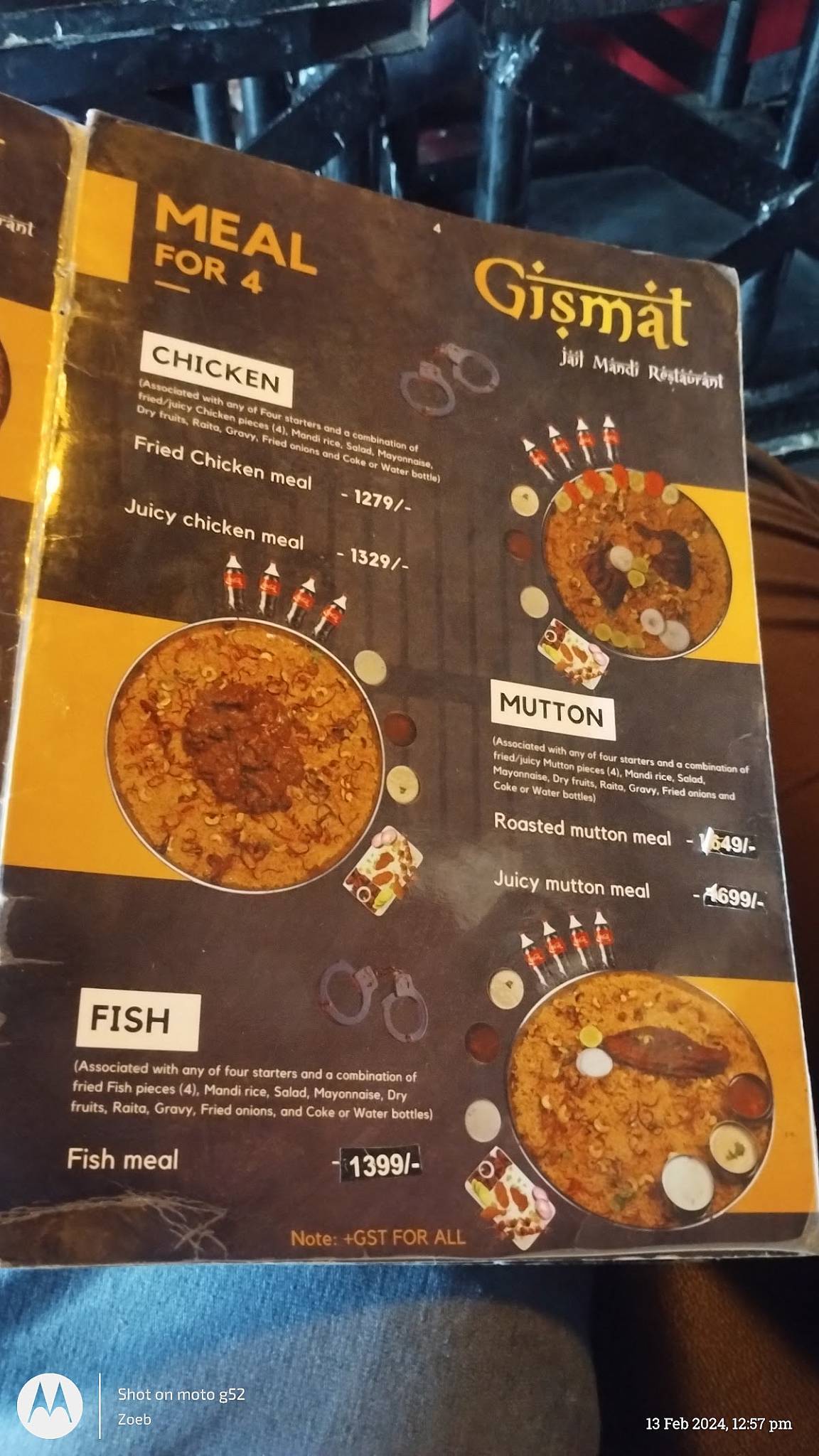Menu at Gismat Jail Mandi Restaurant, Hyderabad, 3rd floor westside ...