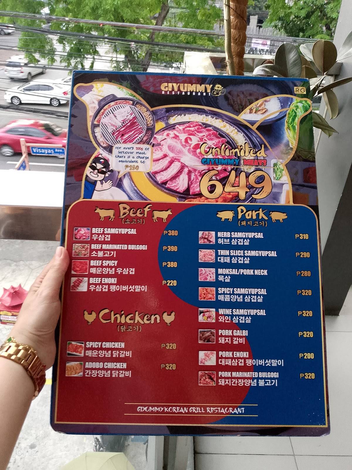 Menu at Giyummy Korean Grill Restaurant Visayas Avenue, Quezon City