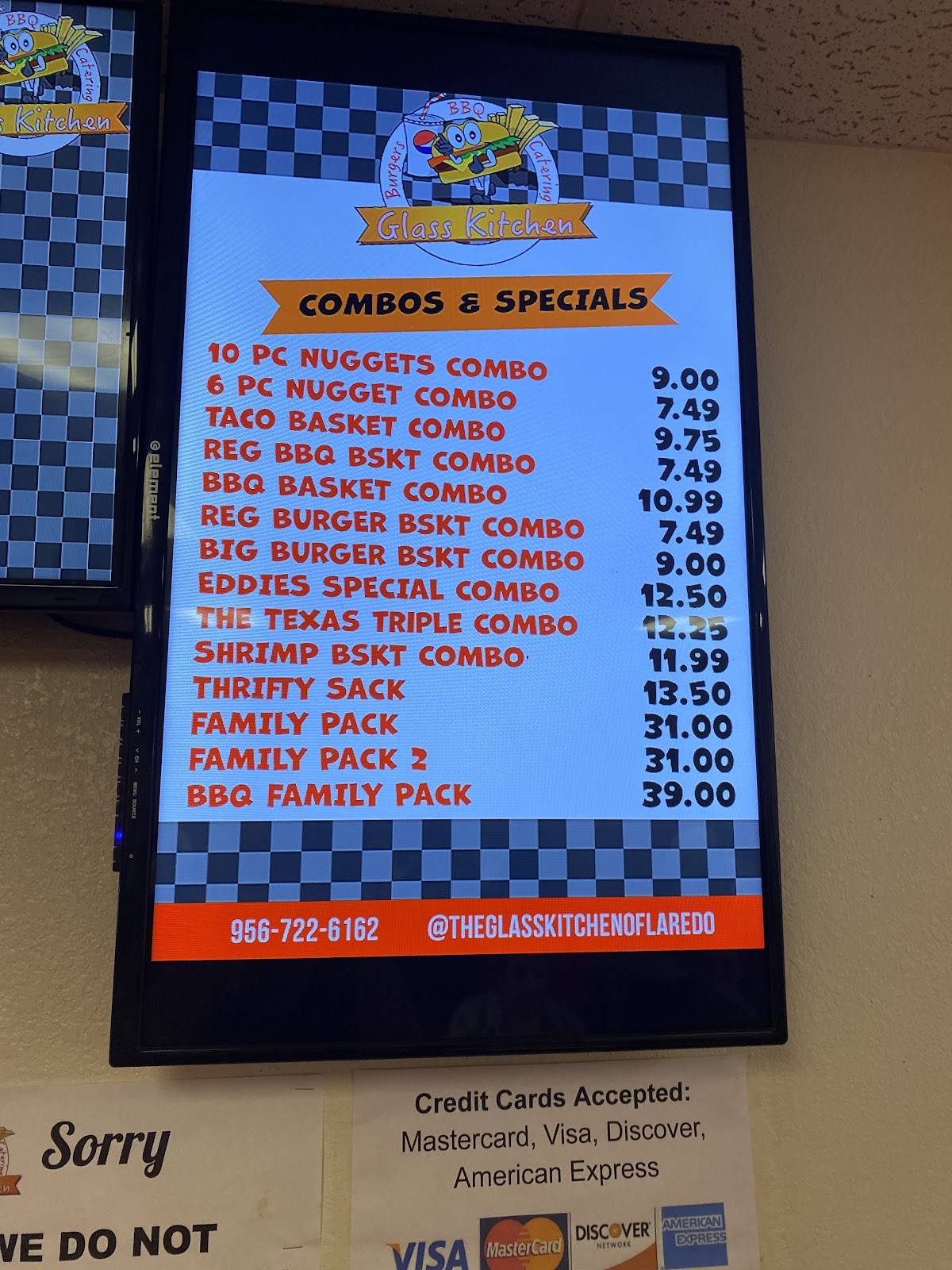Menu at Glass Kitchen restaurant, Laredo, 302 Corpus Christi St