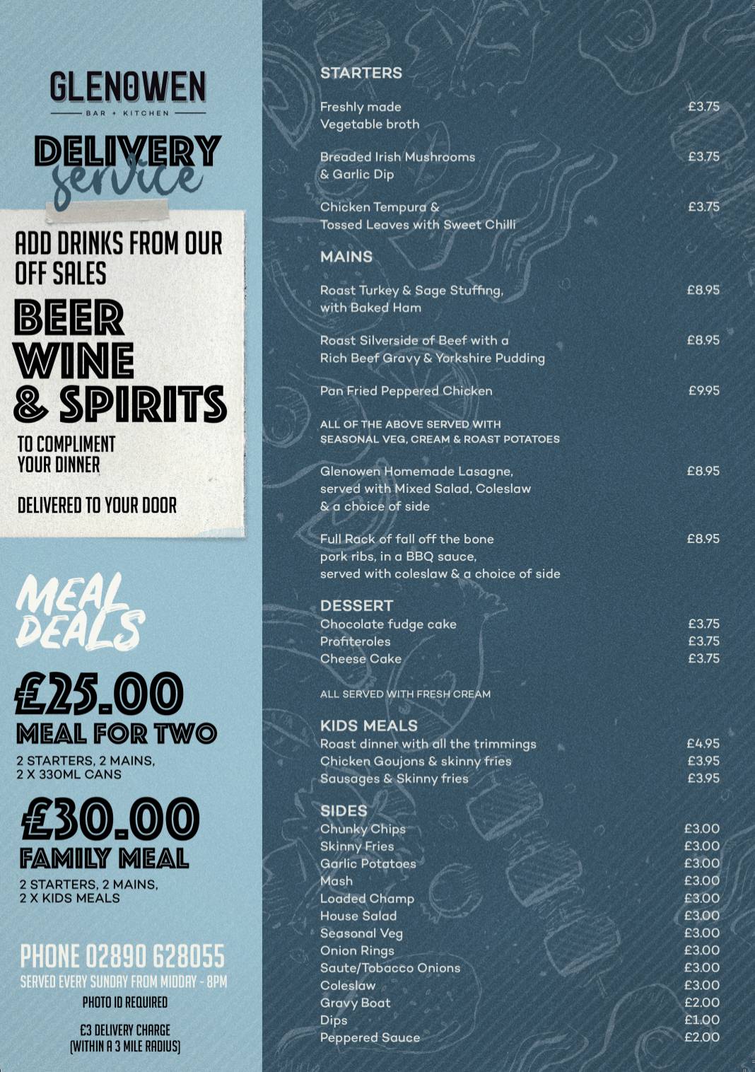 Menu at Glenowen Bar & Kitchen, Belfast